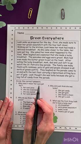 Reading Comprehension, Green Everywhere,multiple choice,written ...