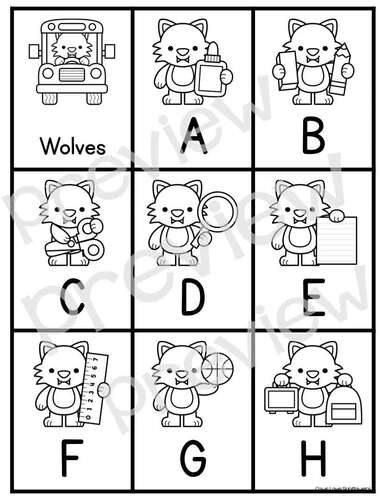 School Wolves | Uppercase & Lowercase Alphabet Matching | ABC Flash Cards