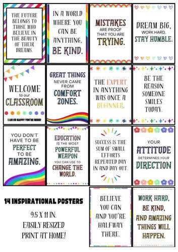 Rainbow Inspirational Posters by Aesthetic Academia | TPT
