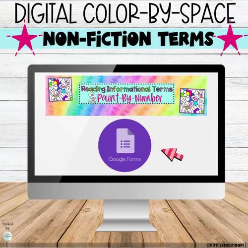 DIGITAL COLOR-BY-SPACE ELA ACTIVITY (Non-Fiction Terms) by Kirk's Klassroom