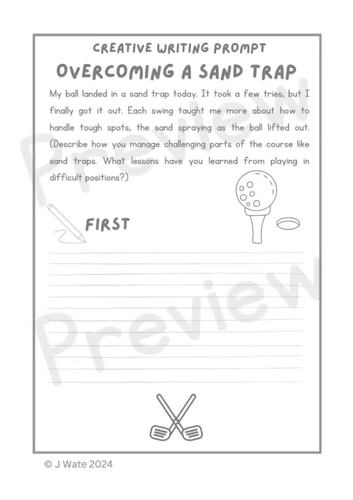 Golf Inspired Creative Writing Prompts Worksheet Pack & Golf Writing Tasks