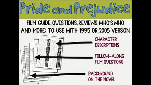 PRIDE AND PREJUDICE Film Guide: Slides, Printable Movie Questions ...