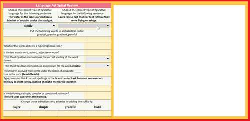 NO PREP - Spiral Language Art Review for 4th/5th Grades - Hello Spring