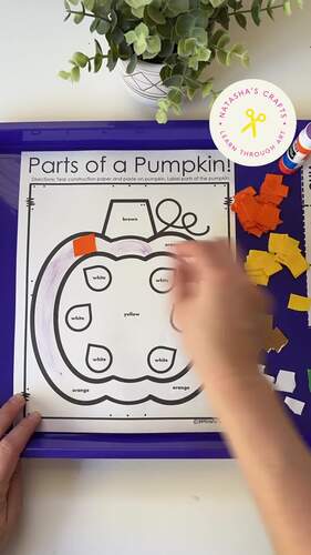Parts of a Pumpkin Craft Labeling Activity Tear Art Fine Motor October ...