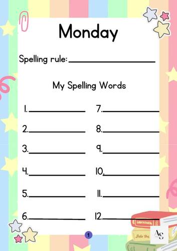 My Weekly Spelling Journal by Aeysha Siddiqi | TPT