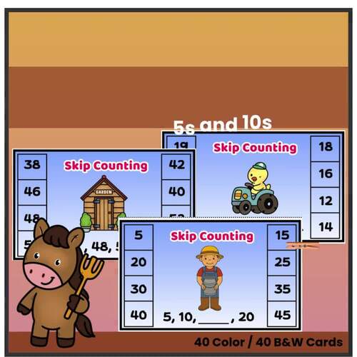 Farm Animal Skip Counting Clip Cards | Number up to 100 by 2s, 4s, 5s ...