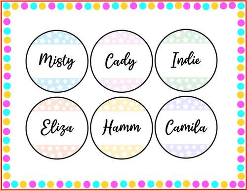 Printable Round Pastel Stars Student Name Tags, Editable Star Name ...