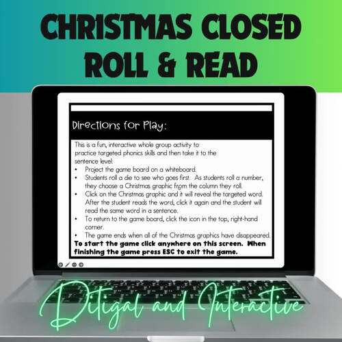Christmas Roll & Read Multisyllabic Closed Words Sentences Digital ...