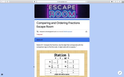 Comparing and Ordering Fractions Escape Room (Digital or Paper) | TPT