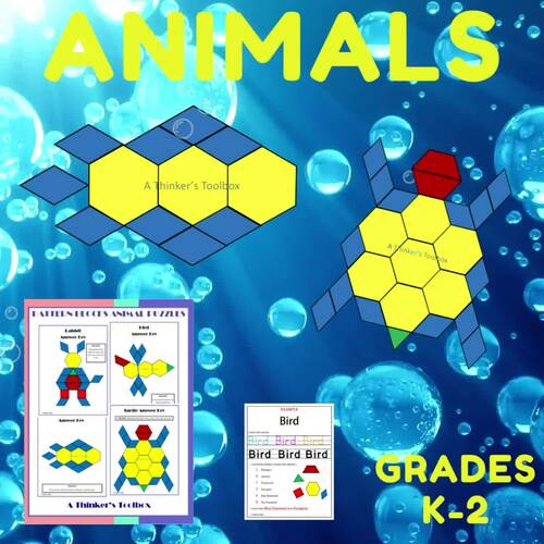 Animals Pattern Block Mat Printables & Worksheets by A Thinker's Toolbox