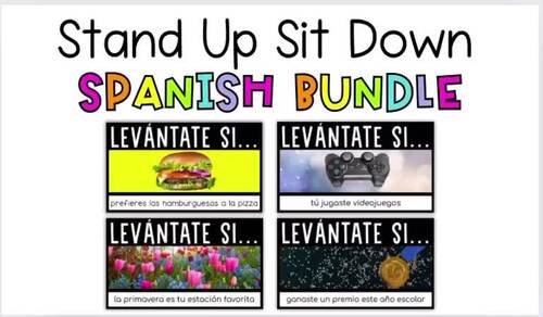 Spanish Stand Up Sit Down Game Growing Bundle - Editable | TPT