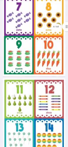 Tarjetas de los numeros_ Number cards in Spanish by Immersion en español