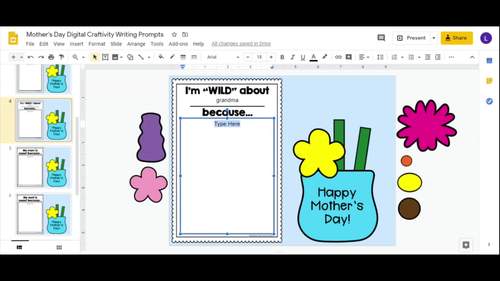 Mother's Day Craft | Google Classroom™ | Writing Prompts in Google Slides™