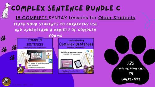 Complex Sentences BUNDLE D by BigDogCards-SLP | TPT