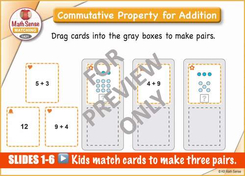 1st Grade Commutative Property Addition MATCHING: 20 PPT / Google ...