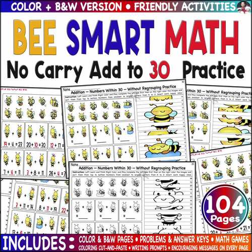 Bee Themed Math Centers | Addition Without Regrouping Facts Practice to ...
