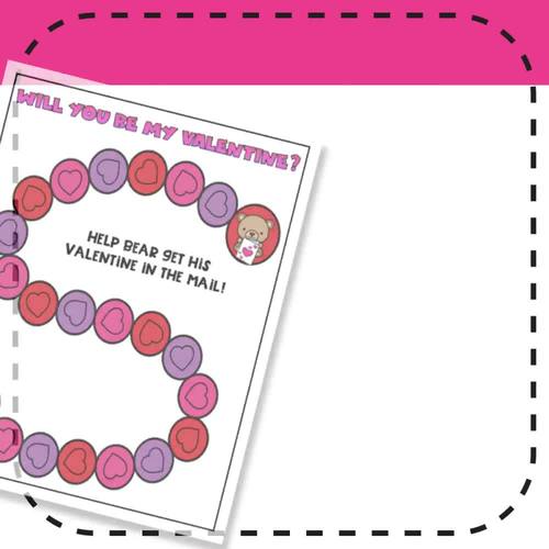 Valentine's Day Board Game w Counting Ten Frames for Preschool Kindergarten