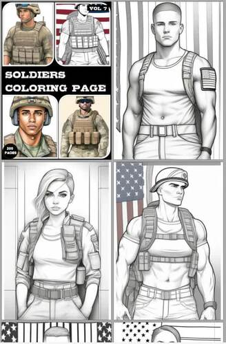 Soldiers Coloring Book for Adults Vol. 7 - 200 Pages | Printable Army ...
