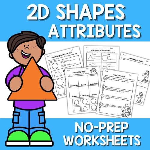 2D Shapes Attributes Worksheets No Prep Packet | Sides Vertices Plane ...