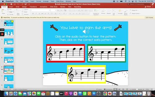 Winter Music Solfege Snowman Interactive Whiteboard Game for High Do