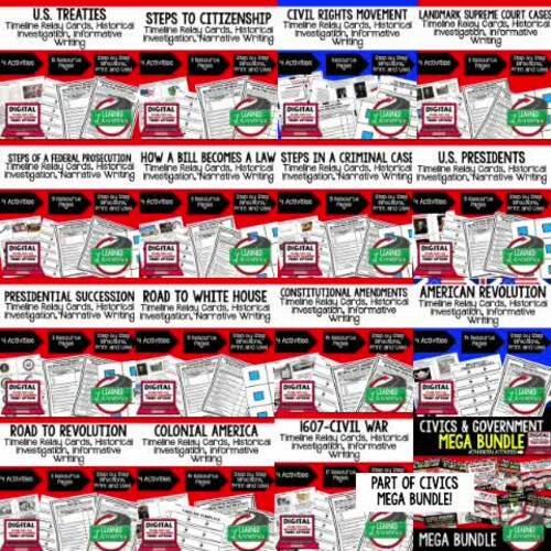 Civics Sequencing & Writing Activities BUNDLE, Civics Timelines, Google ...