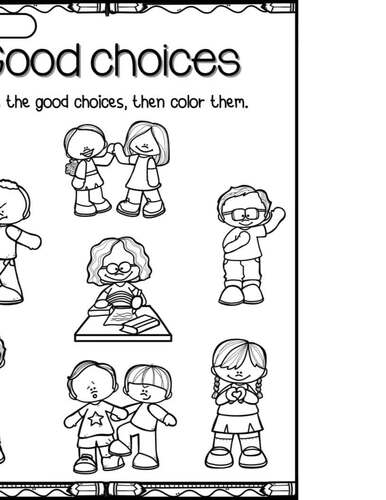 Good Choices and Bad Choices Worksheet by Kidzvilly | TPT