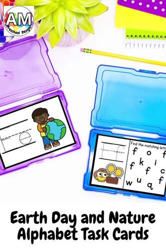Earth Day Alphabet Task Cards and Flashcards - preschool handwriting ...