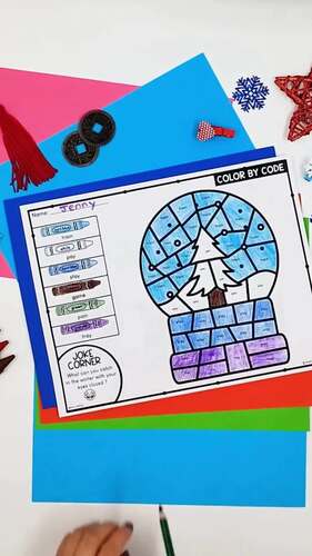 Editable Color by Code Winter for Sight Words and Spelling Words