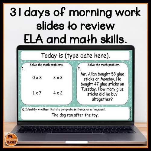January Morning Work Slides | Multiplication, Word Problems, Sentence ...