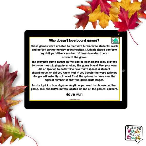 FALL Open Ended Digital Board Games | BOOM CARDS™ by Mia McDaniel