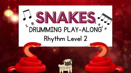 Snakes Drumming Rhythm Play Along, Music Flash Cards, Level 2 Rhythm ...