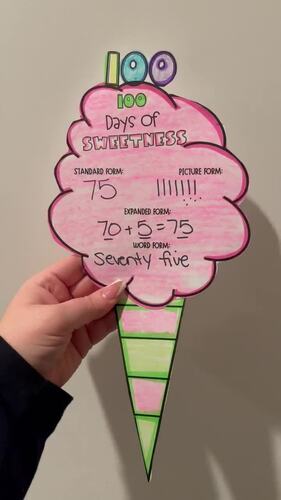 100th Day of School Math Place Value Craft by The Teaching Diva Corner