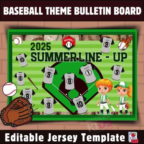 Baseball Theme Bulletin Board - EDITABLE Sports Jersey Template with ...
