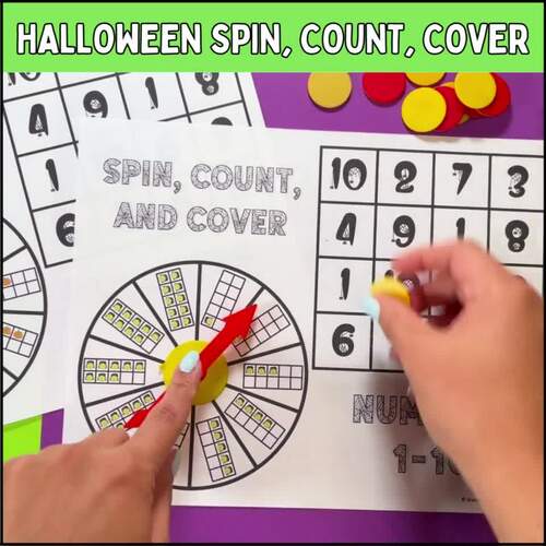 Numbers 1 -10 Math Counting Center Halloween Edition - Spin, Count, and ...