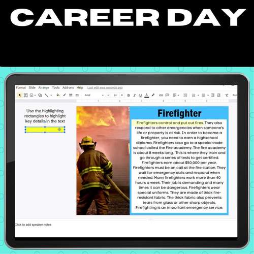 Career Day Reading Comprehension and Exploration for Google Slides