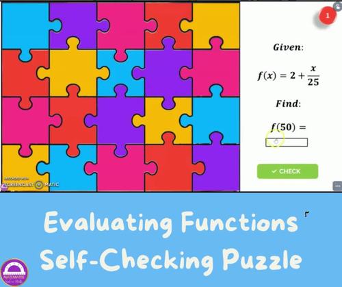 Evaluating Functions Jigsaw Puzzle | Math Digital Activity by Matemaths