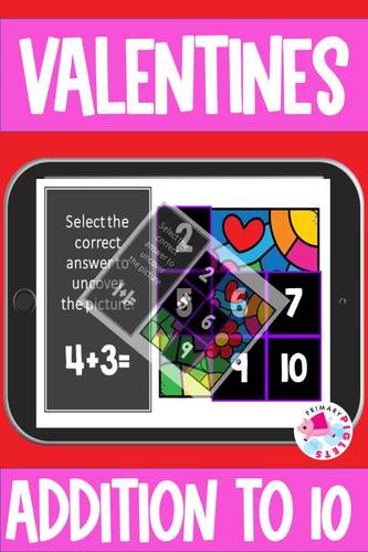 VALENTINE'S DAY MATH BOOM CARDS - ADDITION TO 10 by Primary Piglets
