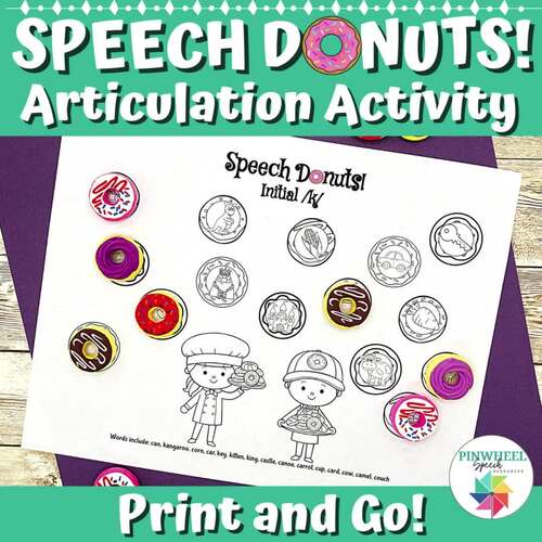 Speech Donuts Printable Articulation Activity Print and Go Speech Therapy