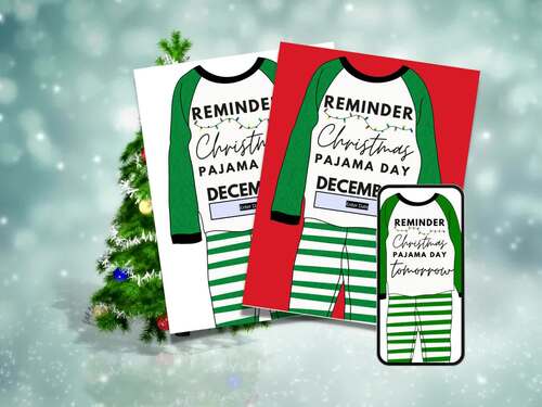 Christmas PJ Day Reminder For Parents by Daycare Printables | TPT