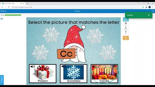 Beginning Letter Sounds Winter Boom Cards by Little Hands on Learning