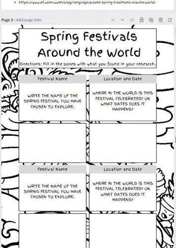 Spring Festivals Around the World: Creative Writing Activity & Culture