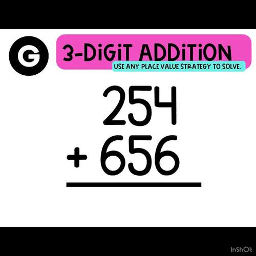 3-Digit Addition 1000 with Regrouping Task Cards | Place Value Strategies