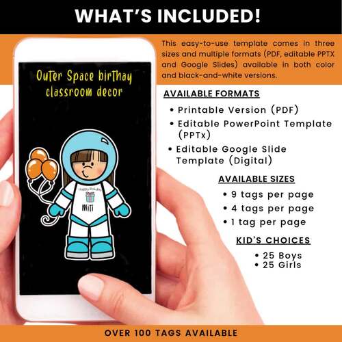 Student Birthday Tags - Outer Space Theme | Editable Astronaut Gift Tags