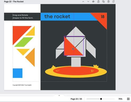 Digital Online Tangrams Canva Template of 24 Tangram Puzzles, Math/SPED
