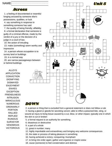 StudySync Sixth Grade Spelling Unit 5 Crossword Puzzle by Marchesani ...