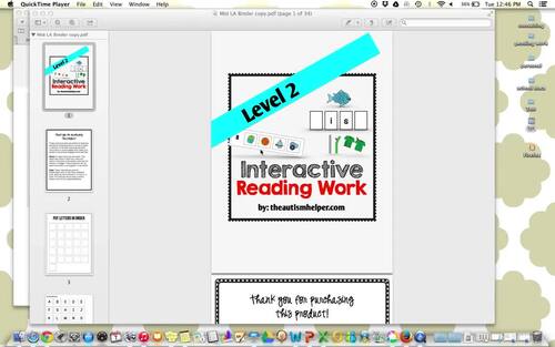 Interactive Literacy Workbook {Level 2} by The Autism Helper | TPT