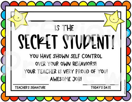 Secret Student SELF CONTROL Behavior Management Activity by Designing ...