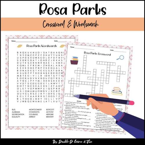 Rosa Parks Crossword & Wordsearch 3-5 Women History Month Project ...