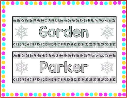Printable Snowflakes Student Desk Plates for Kindergarten, Grade 1 Desk ...