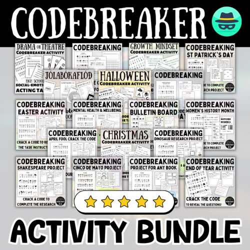 Codebreaker Cryptogram Activity BUNDLE | 36 PRINTABLE Crack the Code Packs